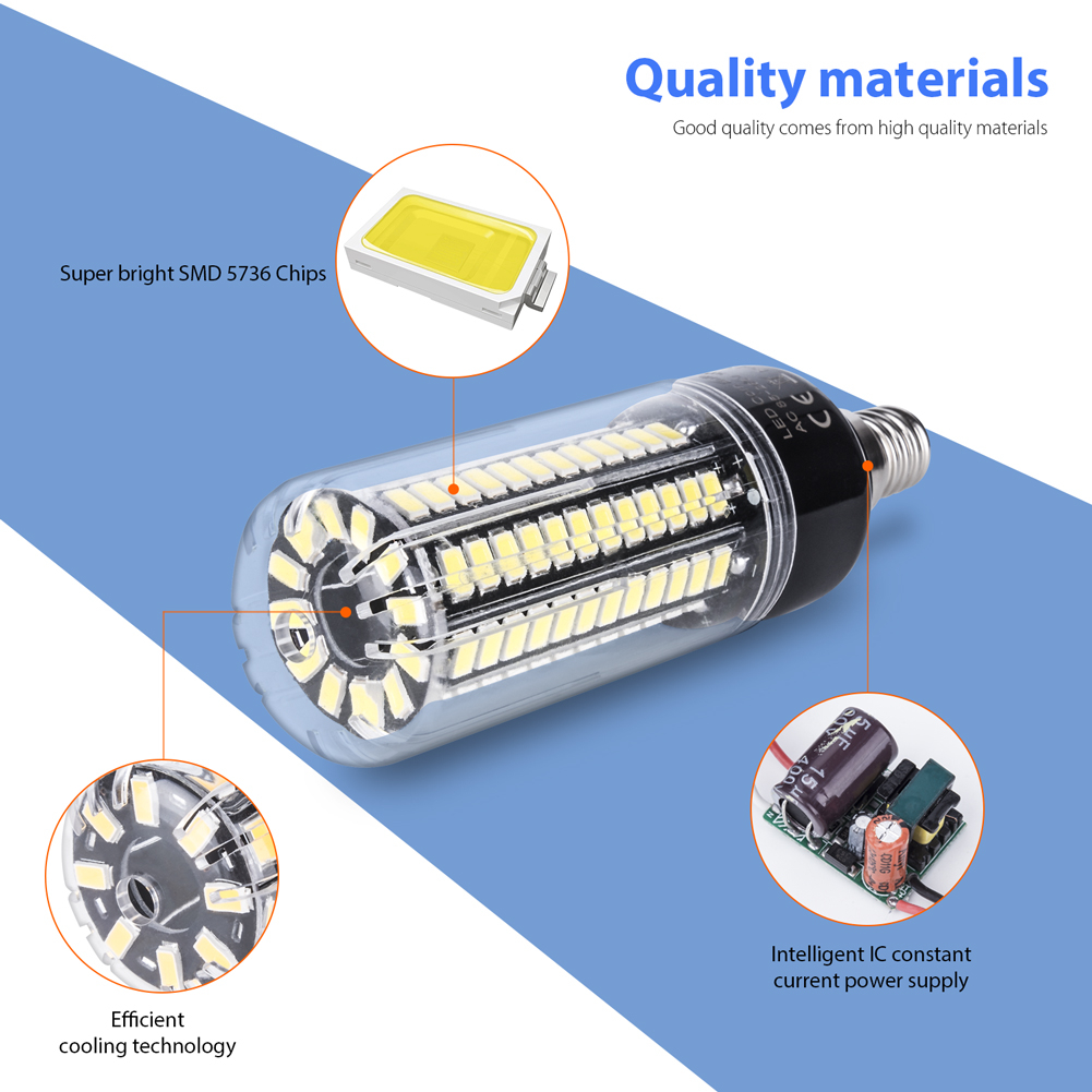 E14 Corn Bulb E27 LED Lamps 220V B22 High Power 28 40 72 108 132 156 ...