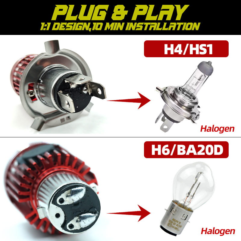 1 Piece Dual Color Motorcycle LED Headlight Bulb H4 / HS1 / H6 / BA20D ...