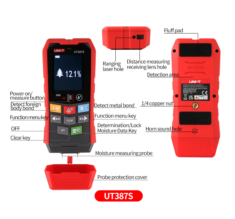 UNI-T Wall Scanner UT387E UT387S UT387LM 4 In 1 Metal Detector Wood AC ...