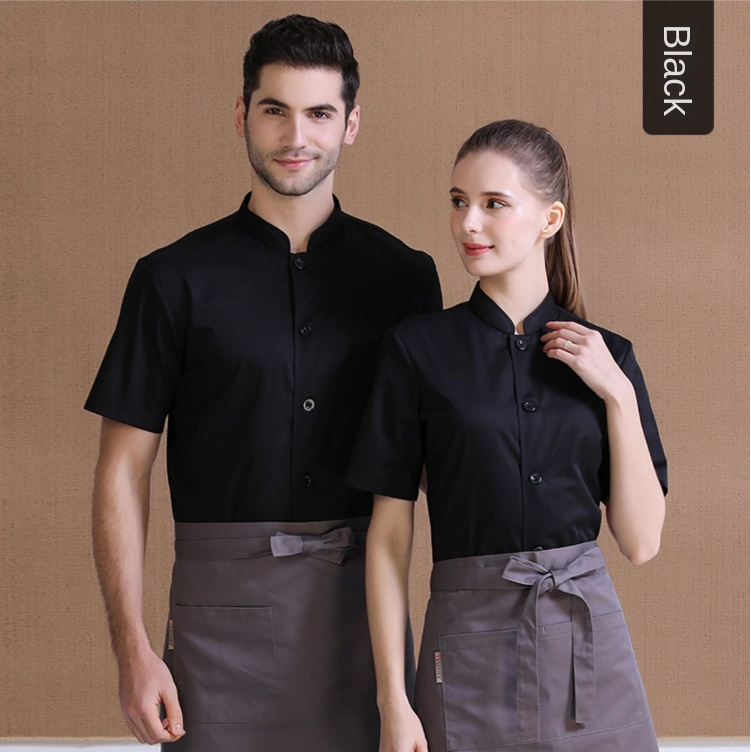 Ready Stock Chef uniform black men's short-sleeved kitchen hotel ...