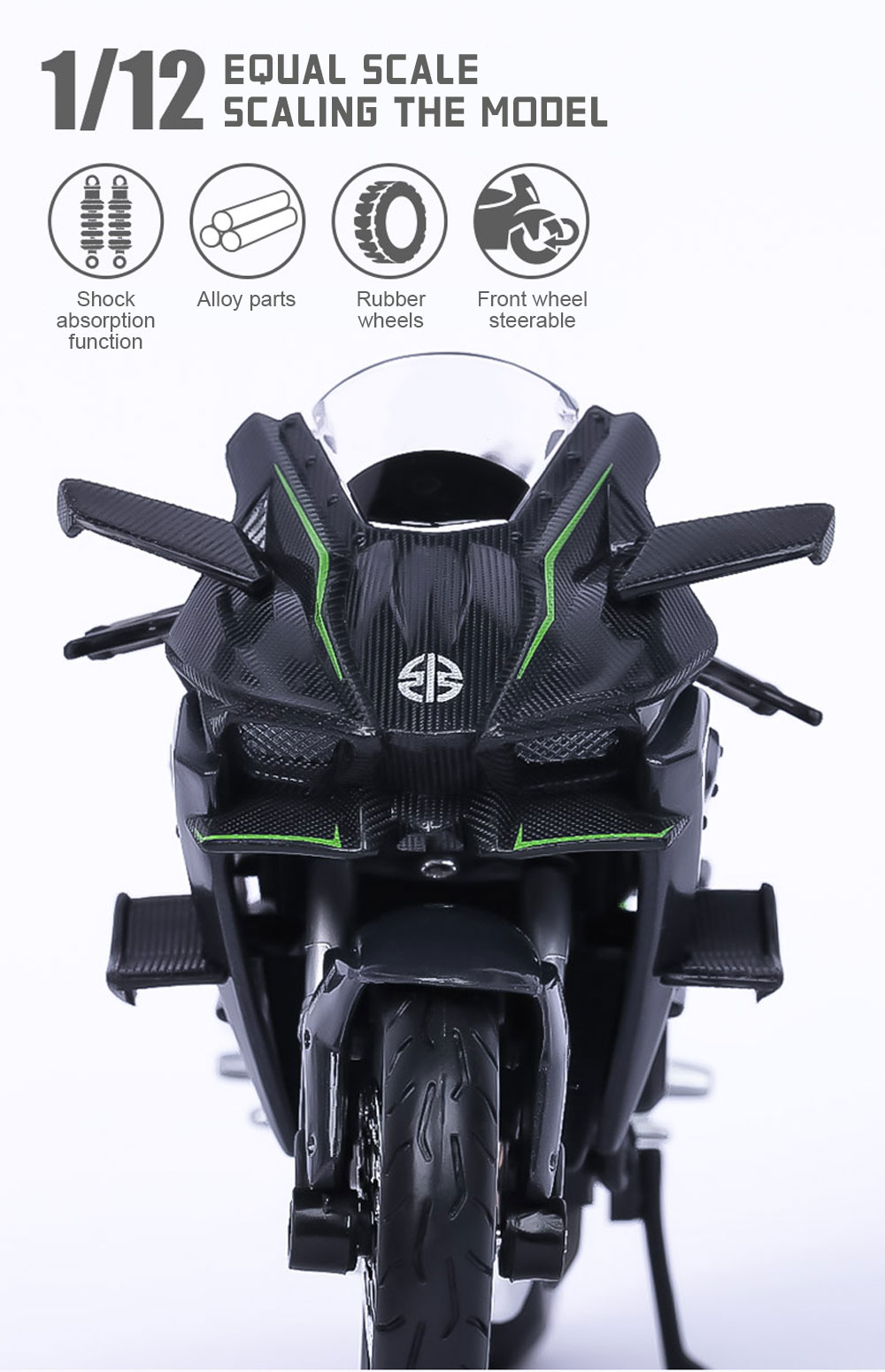 Maisto 1:12 KAWASAKI NINJA H2R Motorcycle Alloy Diecast Model Toy with ...