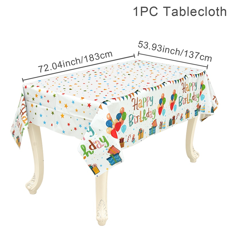 Happy Birthday White Balloon Tablecloths Colorful Ballons Gift Confetti ...