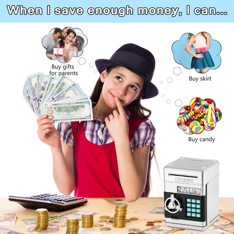 Electronic Password Bank Children's Money Safe Box ATM Saving Bank for ...