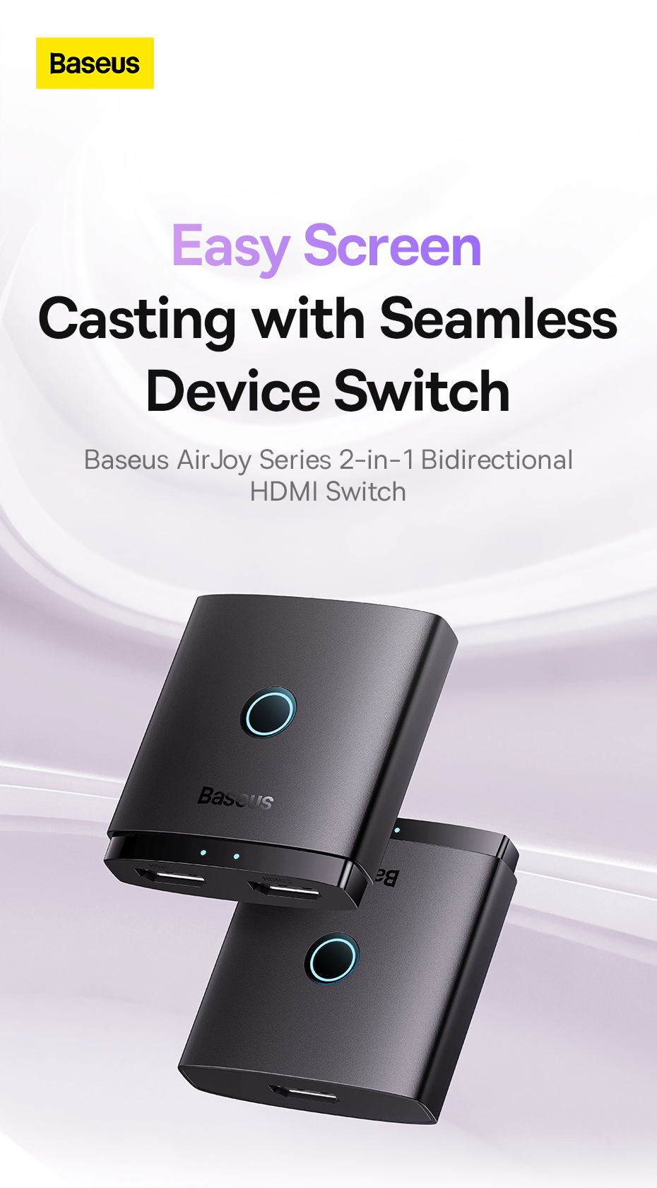 Baseus 2 in 1 HD Switch HDMI-compatible Switcher 4K@60Hz for Xiaomi Mi ...
