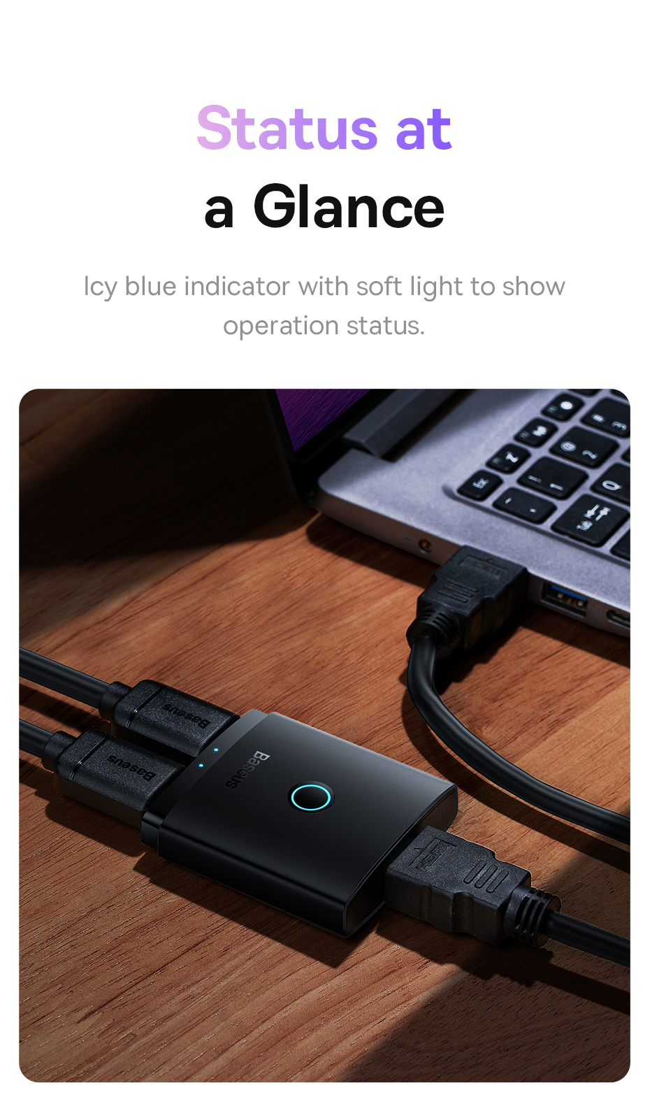 Baseus 2 in 1 HD Switch HDMI-compatible Switcher 4K@60Hz for Xiaomi Mi ...