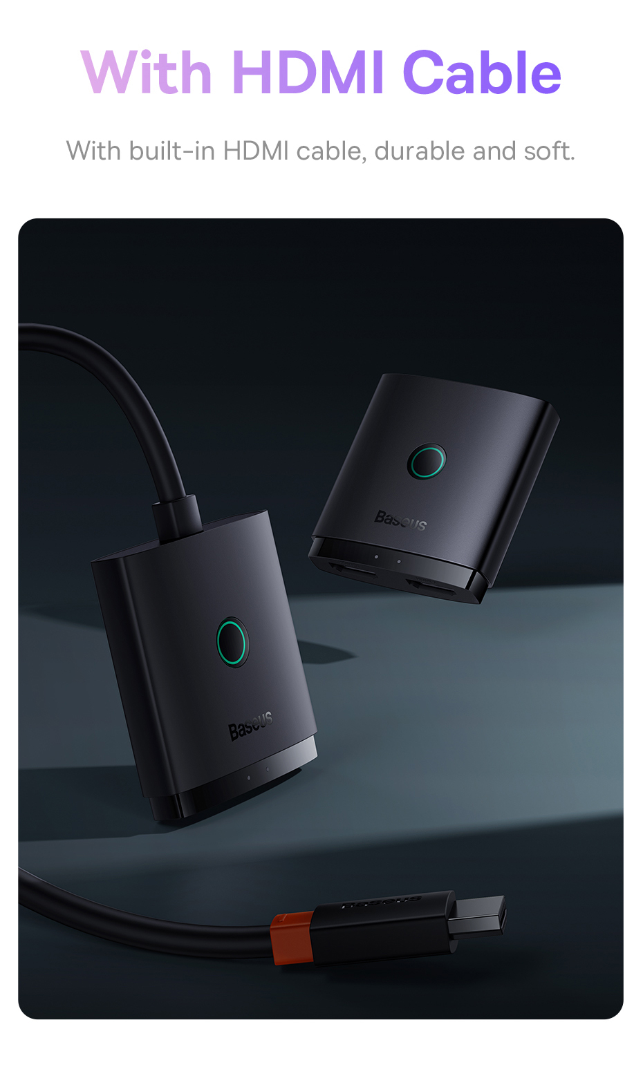 Baseus 2 in 1 HD Switch HDMI-compatible Switcher 4K@60Hz for Xiaomi Mi ...