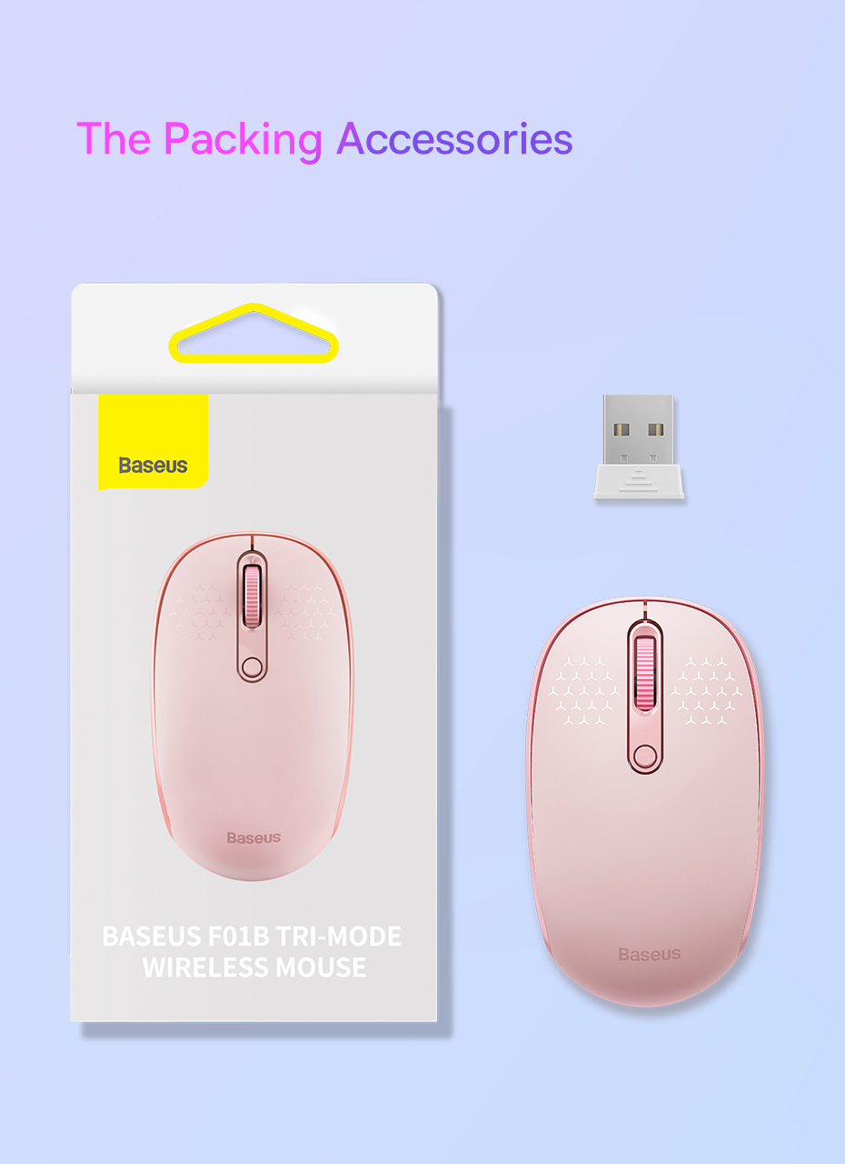 Baseus F01B Tri-Mode Bluetooth Wireless Silent Mouse For Tablet Laptop ...