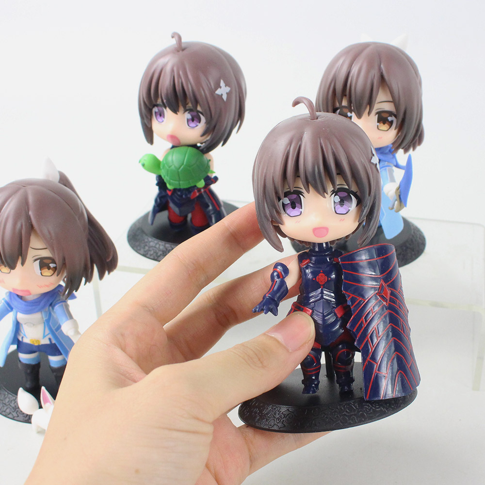 4Pcs/Set Anime Bofuri Maple Shiramine Risa Sally Cartoon Q Version Doll ...