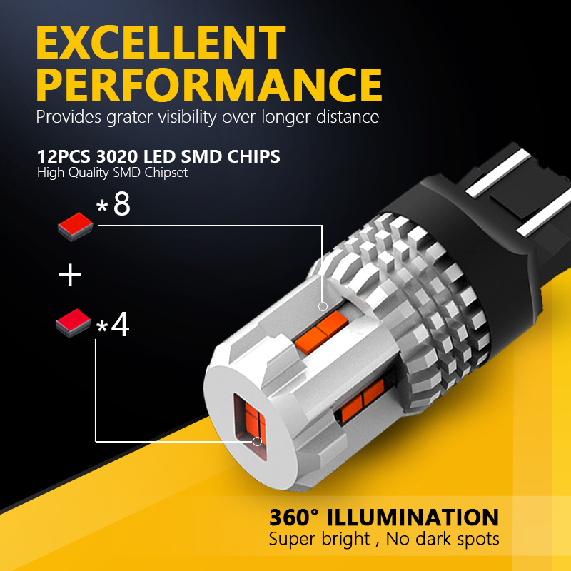 TUFFOO LED Bulb T20 7440 7443 W21/5W 1157 P21/5W BAY15D Double Contact ...