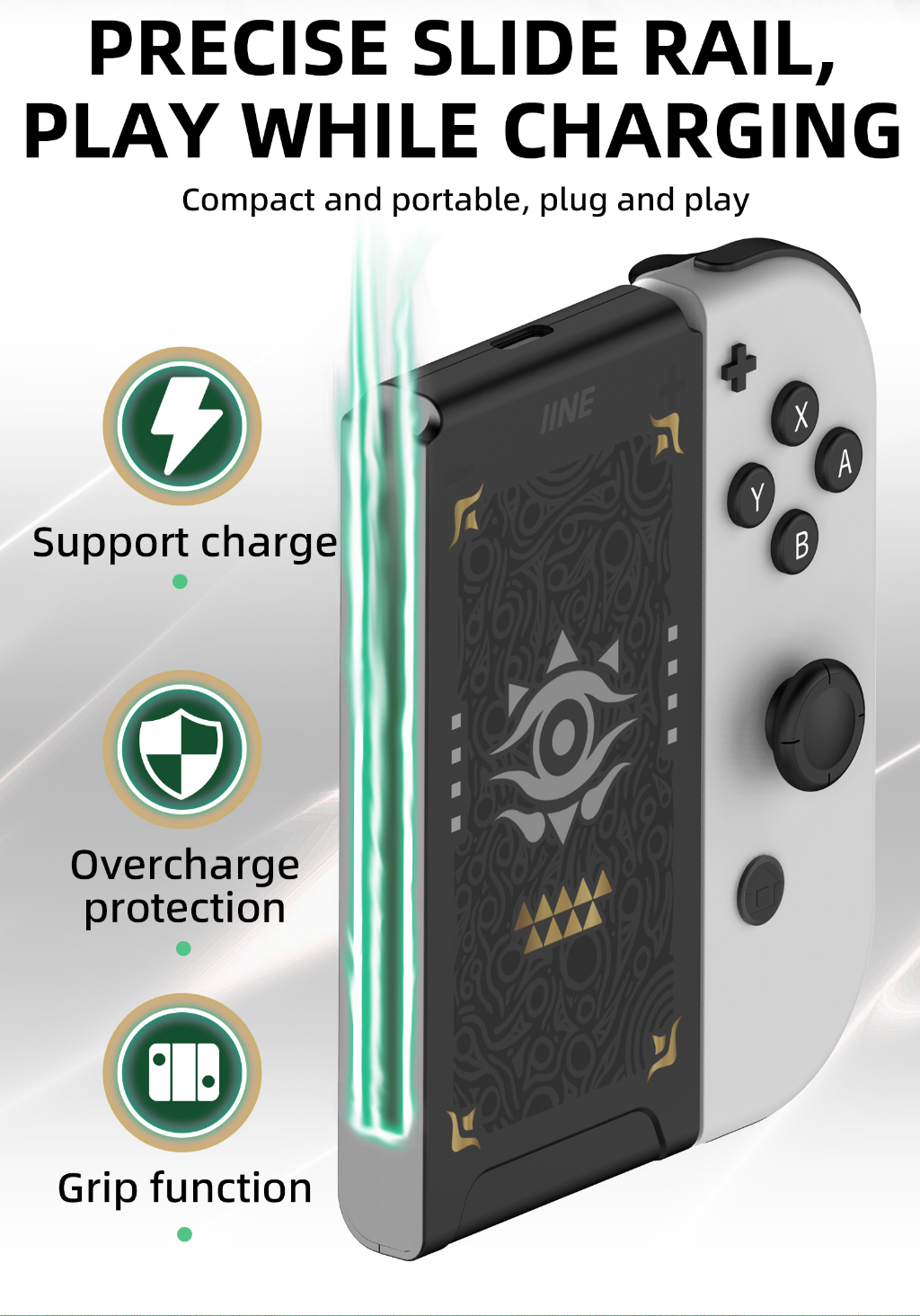IINE Golden-Green Joycon Charging Grip Rectangle Shaped Charging Dock ...