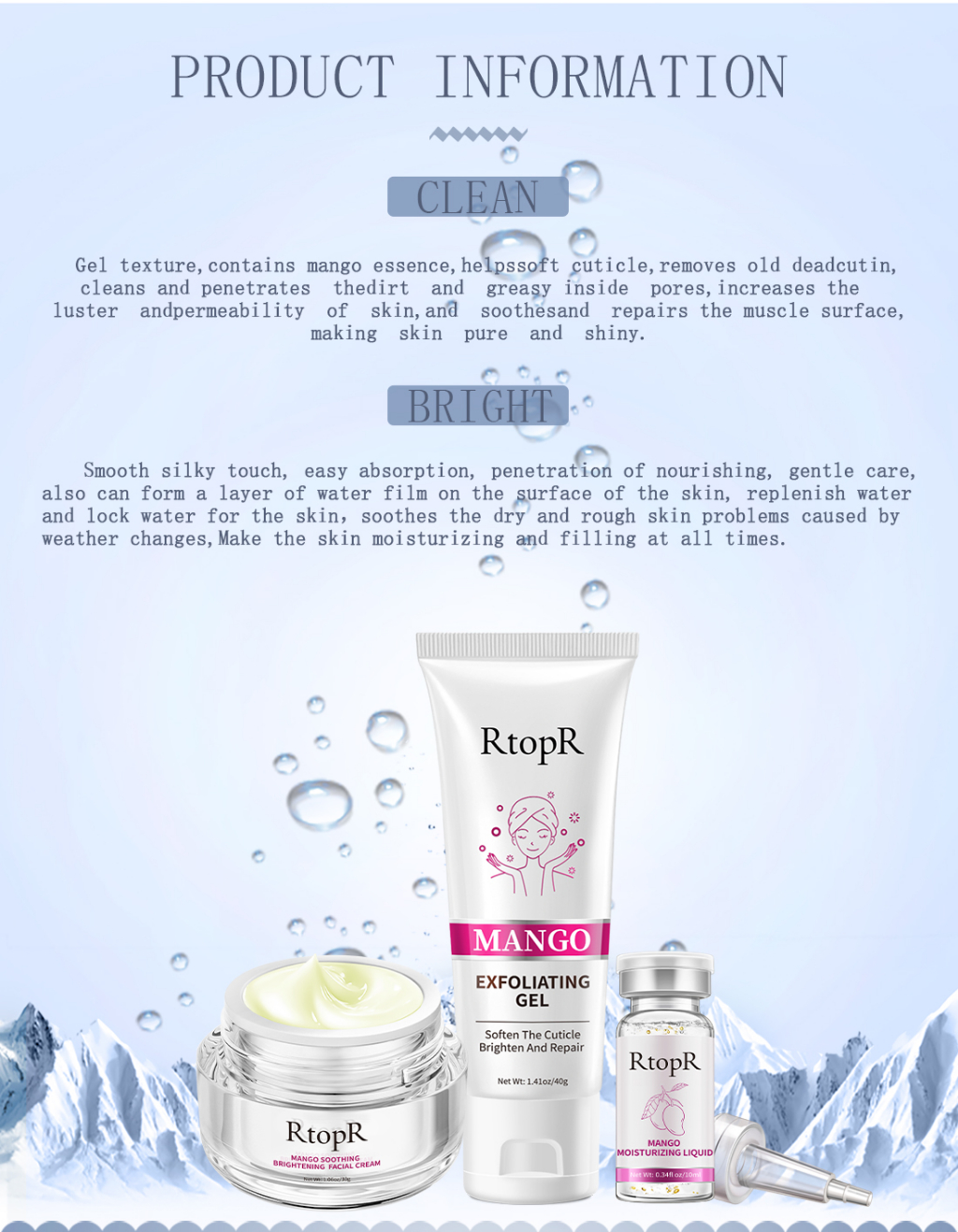 RtopR Facial Moisturizing And Whitening Set Mango Bright Moisturizing ...