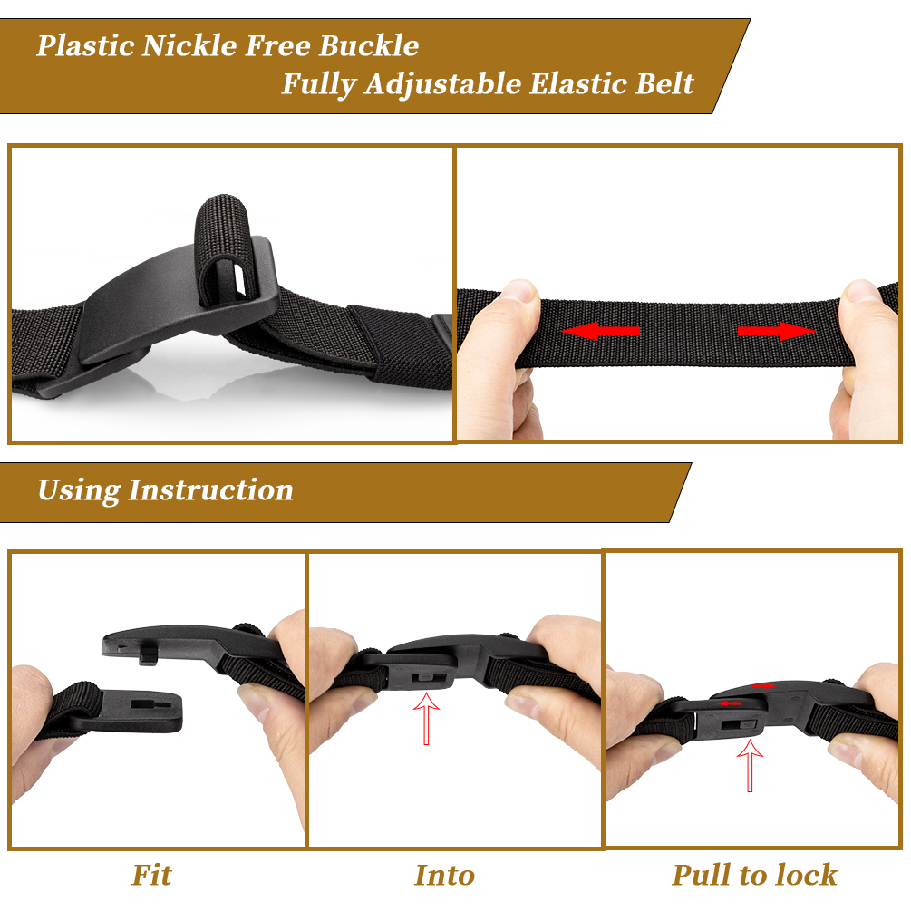 Maikun Outdoor Mens Elastic Belt Plastic Belt Buckle Casual Belt Quick ...