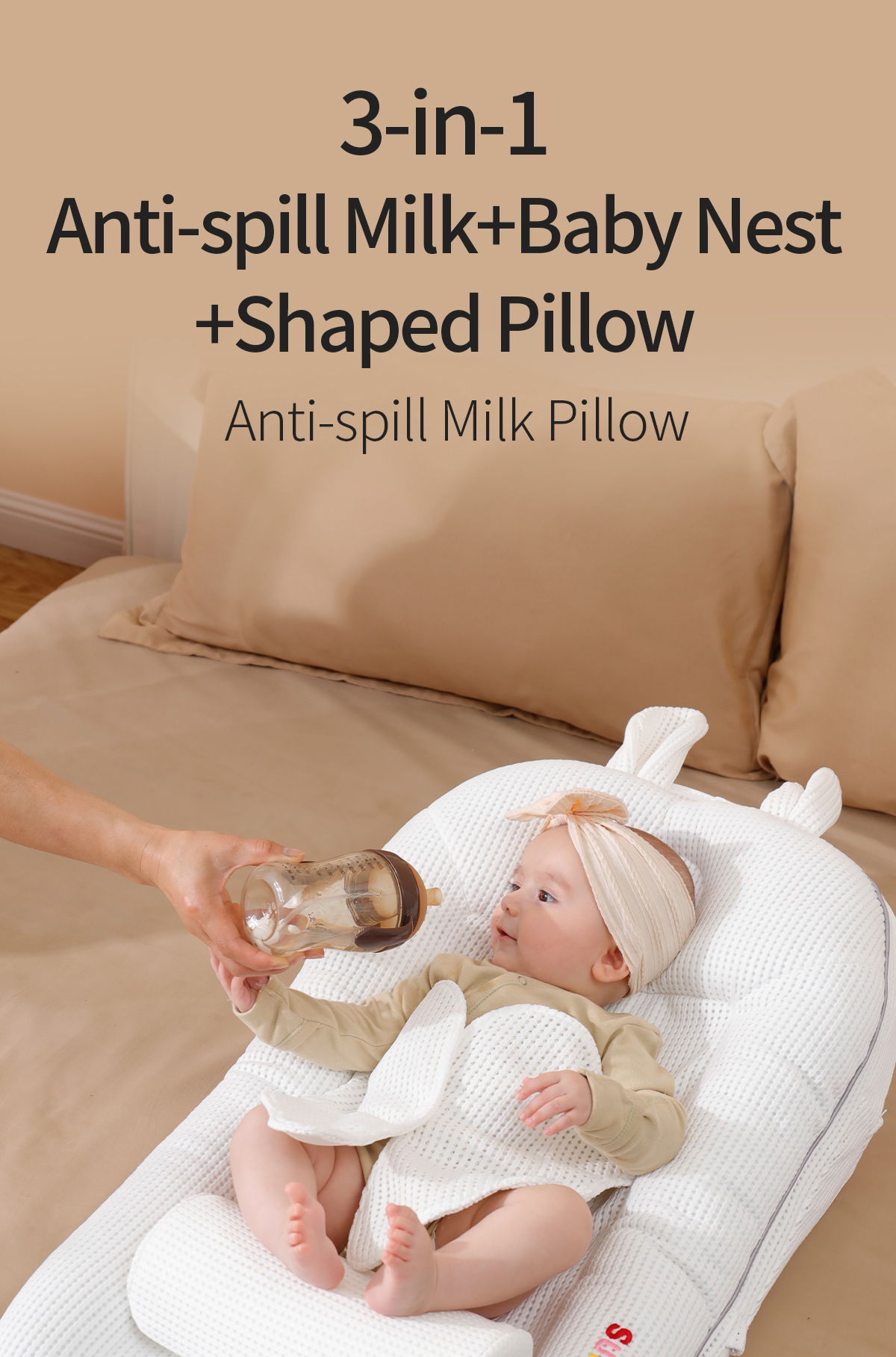 SUNVENO 3 in 1 Multifunction Baby Anti-spill Milk Pillow,Newborn Anti ...