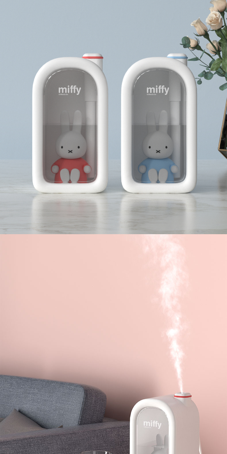 Miffy X MIPOW 380ML Cold Mist Humidifier Aroma Diffuser Air Damper Home ...