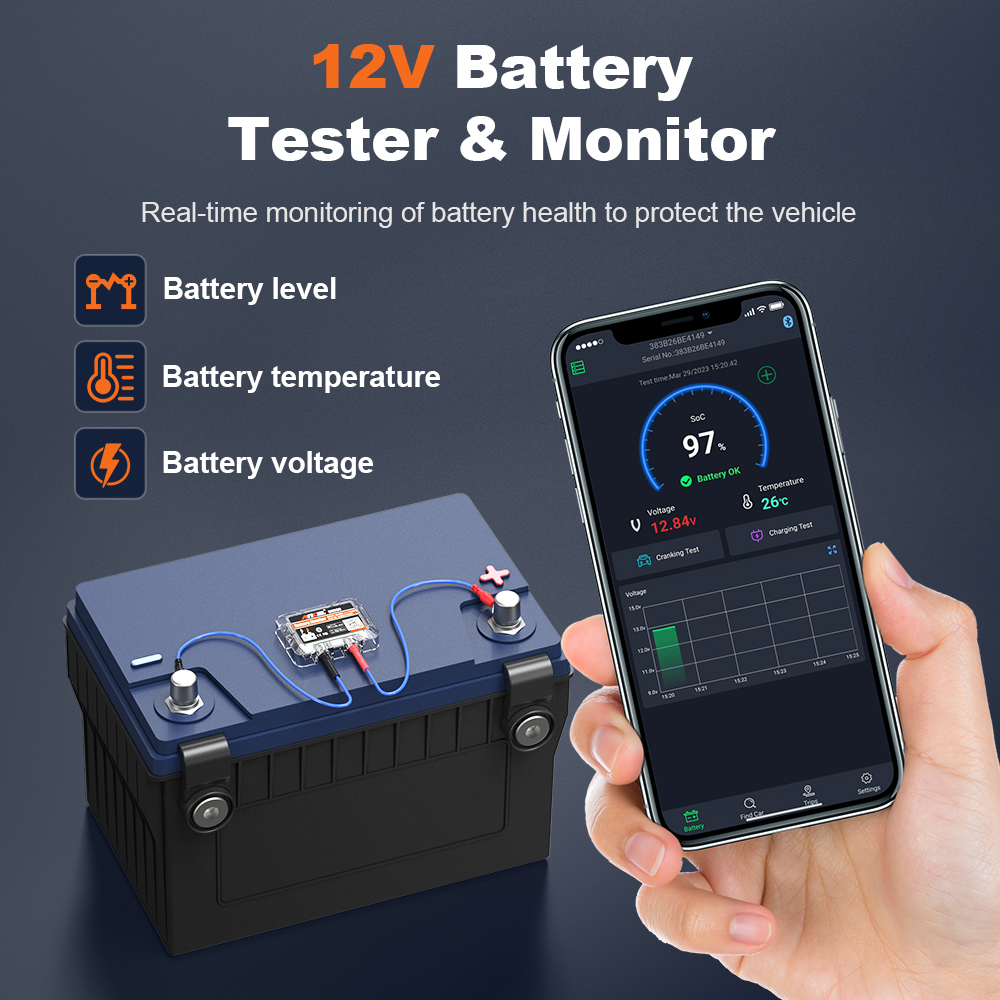 ANCEL BM200 Wireless Bluetooth 4.2 12V Battery Monitor Car Battery ...