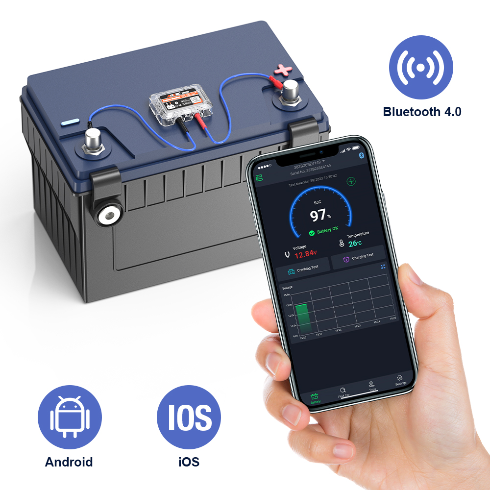 ANCEL BM200 Wireless Bluetooth 4.2 12V Battery Monitor Car Battery ...
