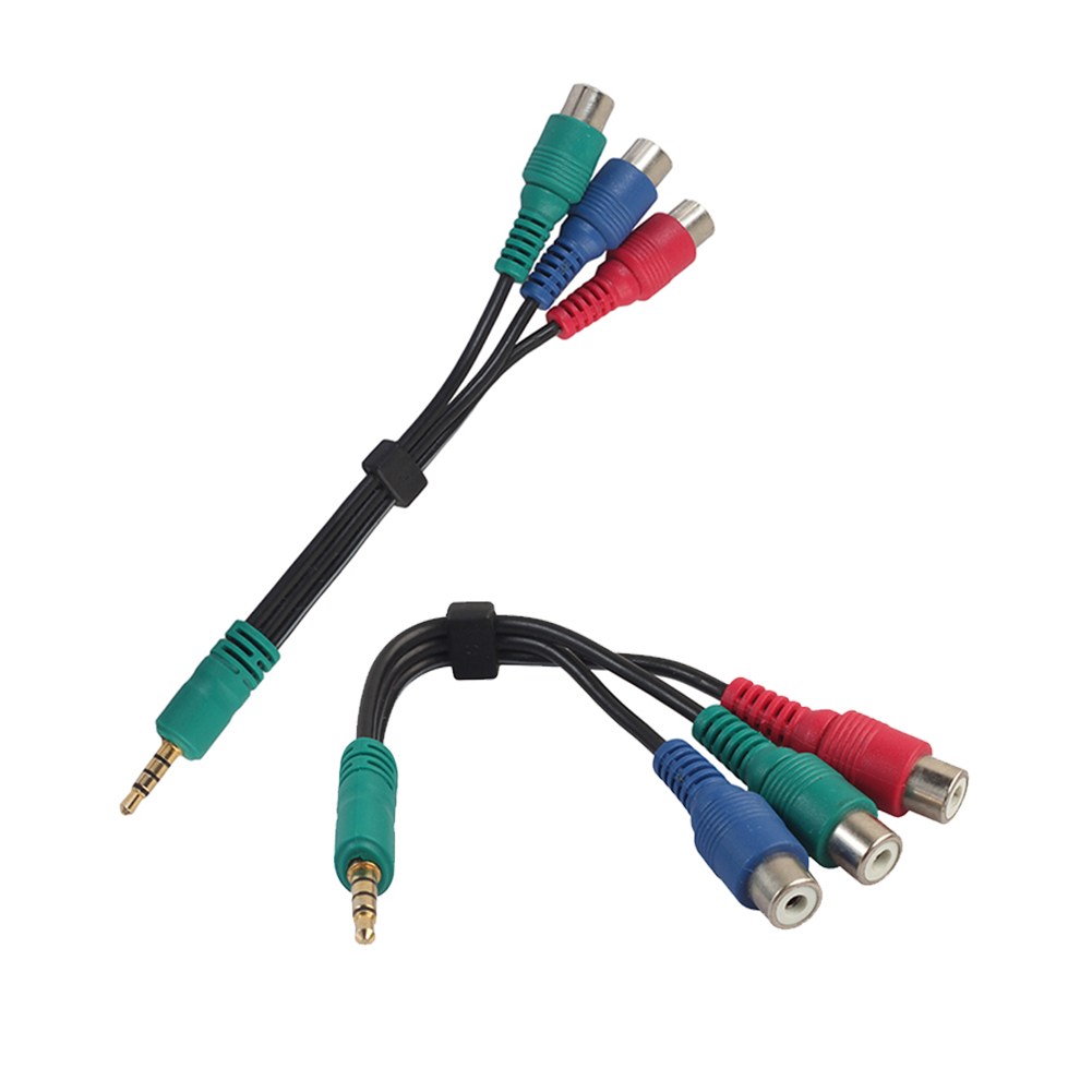 3.5mm Male To 3RCA Component Green Blue Red RGB Convertor Adapter Cable ...