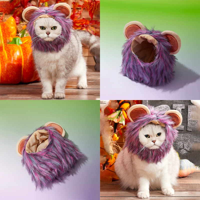 【Yuanzhs Pet】Cat Lion Headgear Topi singa kucing Pet Hat Puppy Headgear ...