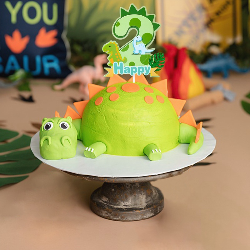 Cute Dinosaur Creative Number Cake Topper Dinasour Birthday Theme ...
