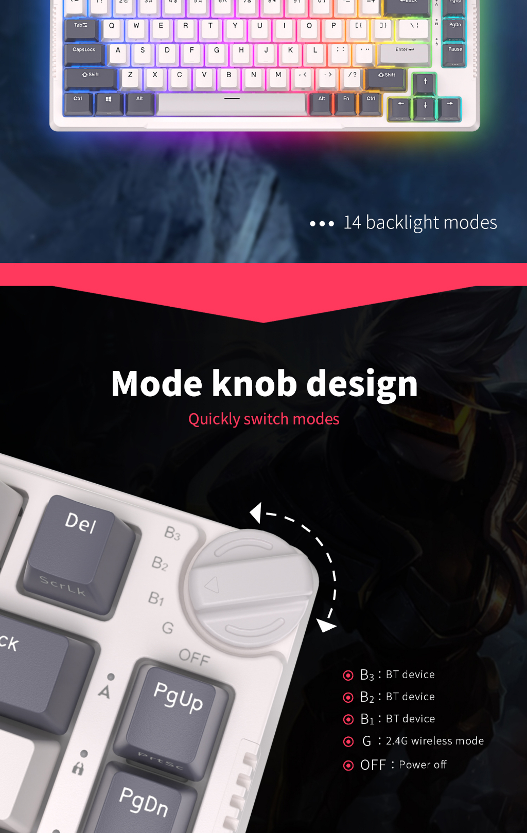 RK H81 RK Royal Kludge 81 Key Gasket Structure Tri-mode RGB Wired ...