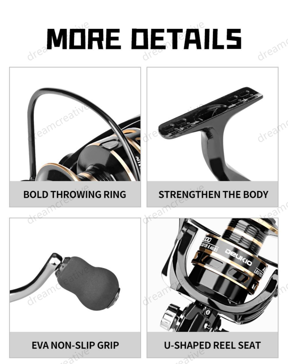 DEUKIO AC 2000-7000 Fishing Reel Malaysia spot SUNTEK Metal Stainless Steel Handle Spinning ...