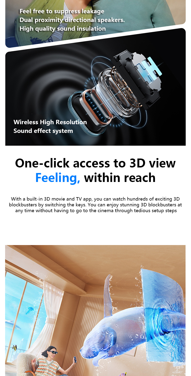 Rokid Max AR 3D Smart Glasses Micro OLED 215”Max screen 50° FoV Viewing ...