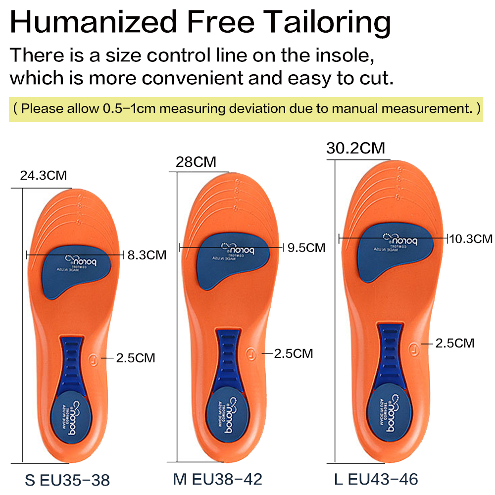 Orthopedic Gel Insoles for Plantar Fasciitis Orthotics Flat Feet ...