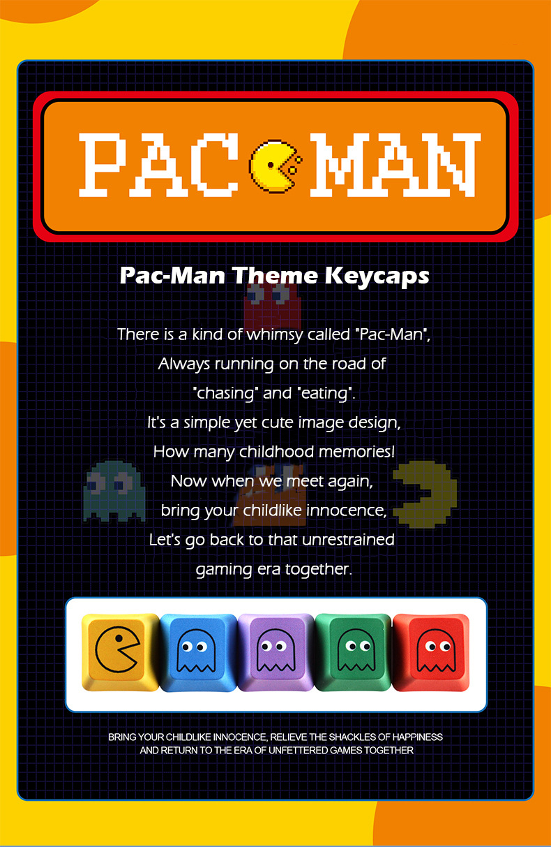 Novelty Pac Man Gaming Keycaps ESC Arrow OEM Profile 1.55mm Thickness ...