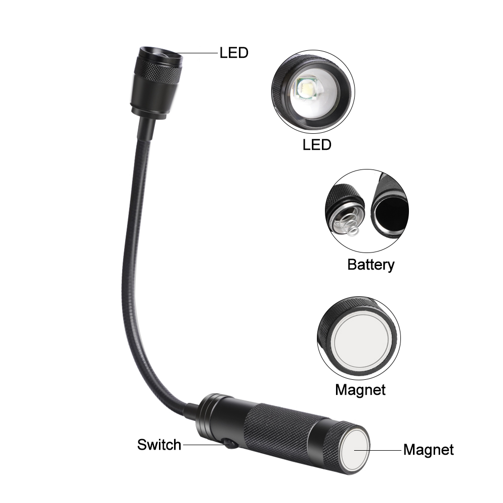 LED Work Light Ultra Bright Flexible Gooseneck Flashlight with Magnetic ...