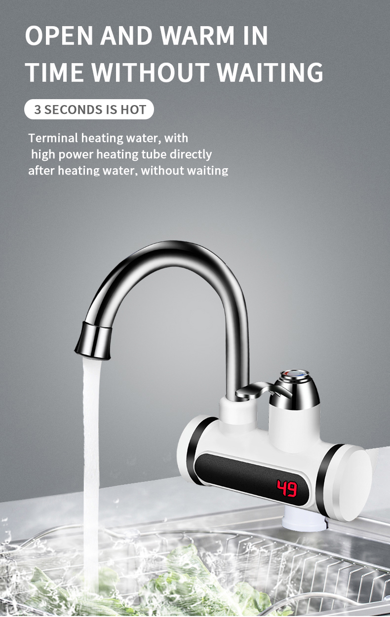 3000W Electric Kitchen Water Heater Tap Instant Heating Water Tap Instant Hot Water Faucet ...