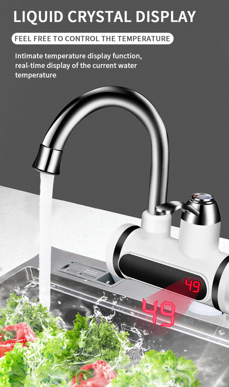 3000W Electric Kitchen Water Heater Tap Instant Heating Water Tap Instant Hot Water Faucet ...