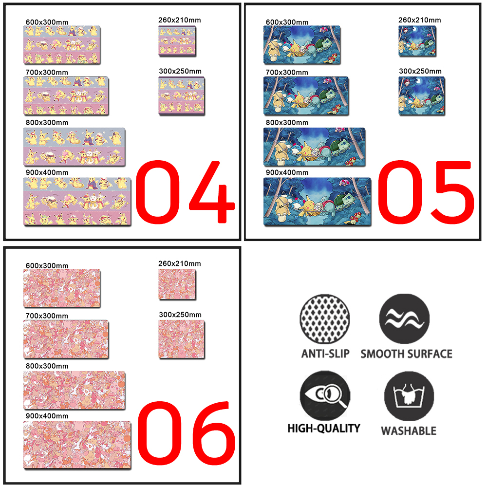 Pokemon Cute Customised Mouse Pad Gaming Table Mat Stitched Edge Rubber ...