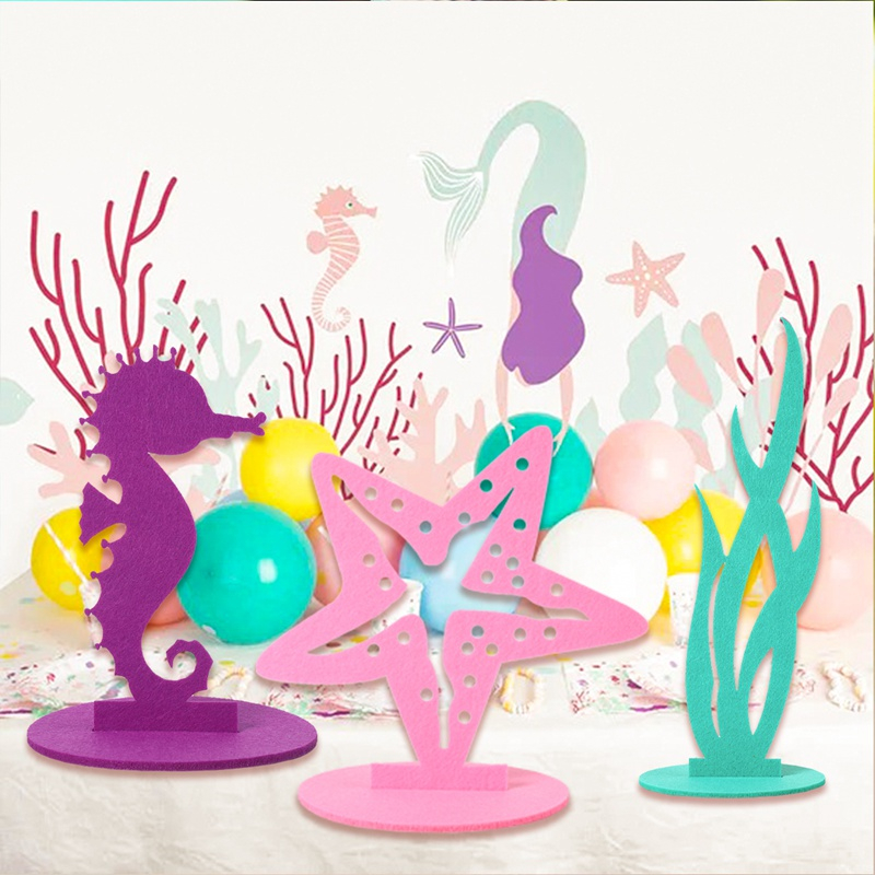 Mermaid DIY Felt Table Centerpiece Mermaid Party Decoration Felt Cloth ...