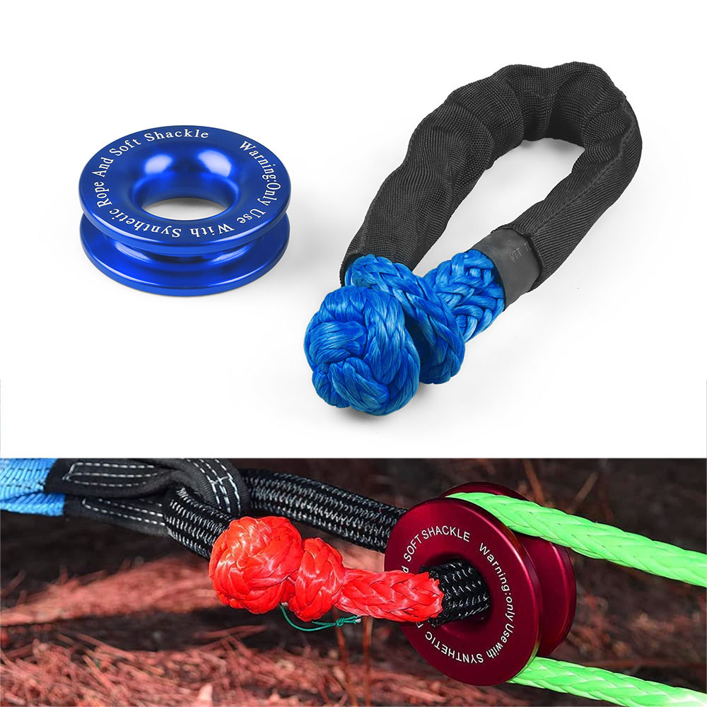 41000lbs Winch Rope Synthetic Soft Shackle+ Winch Snatch Recovery Ring ...