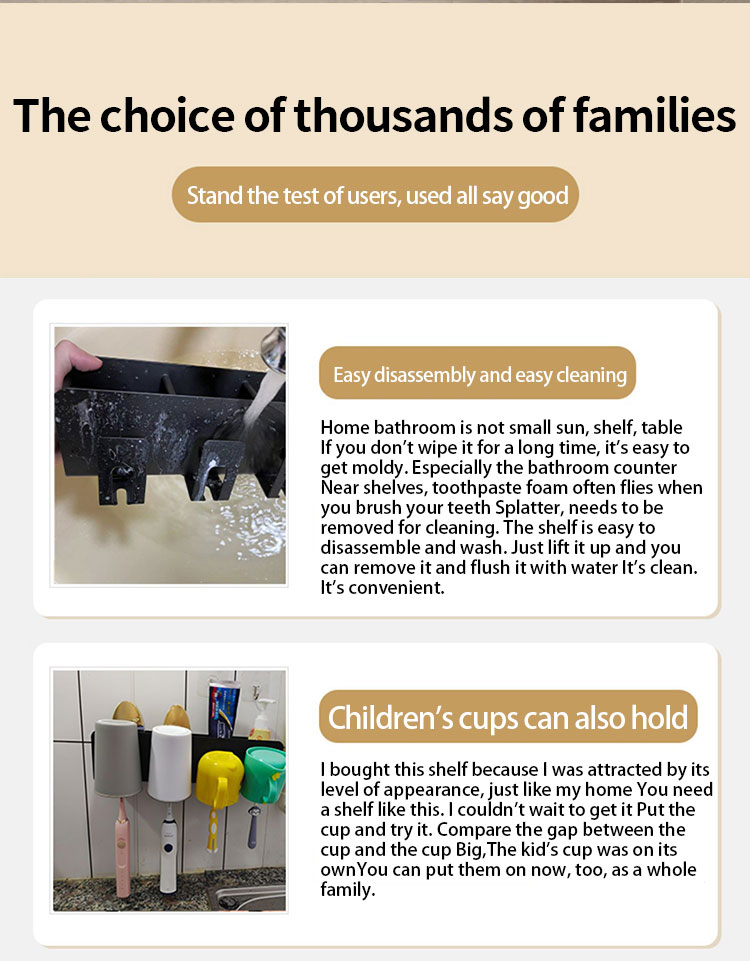 YUN JIE YA Free punch Wall Mounted Inverted Aluminium Alloy Toothbrush ...