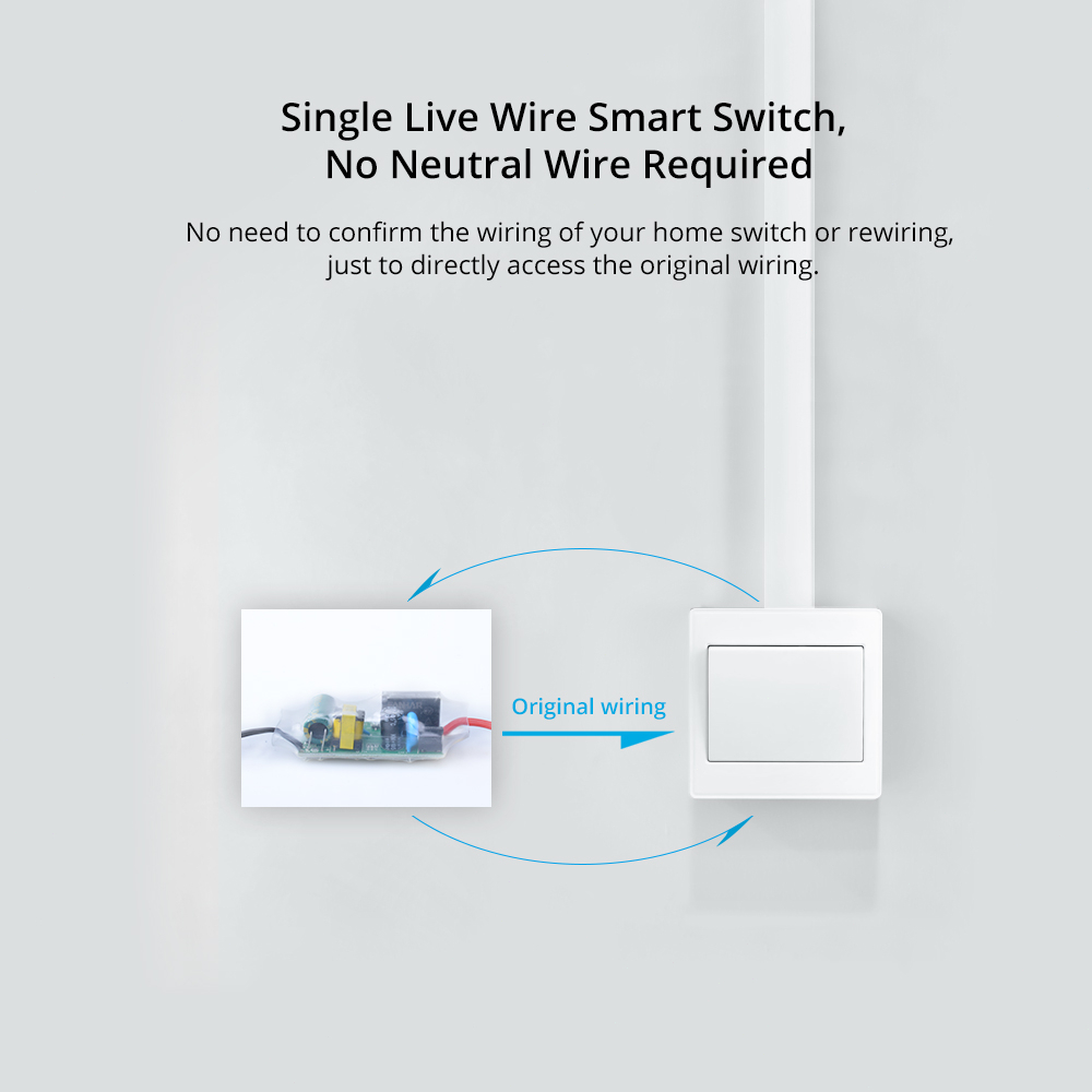 Woolley SA-018 DIY Wifi Smart Light Switch No Neutral Wire Smart Home ...