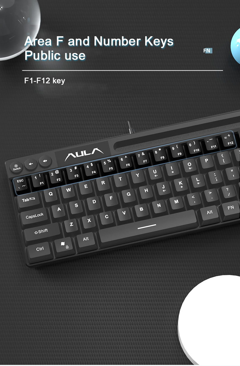 AULA F3061 61Keys Wired RGB Gaming Keyboard Membrane Keyboard USB ...