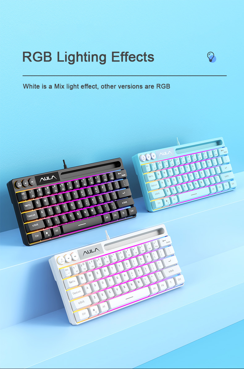 AULA F3061 61Keys Wired RGB Gaming Keyboard Membrane Keyboard USB ...