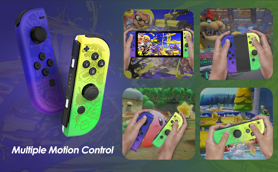 [NEW] Splatoon Joycon Controller (L/R) + 2 Straps + 2 Silicone Case + 6 ...