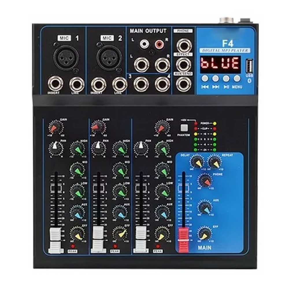 BOMGE F7 Bluetooth Portable Audio Mixer w/USB DJ Sound Mixing Console ...