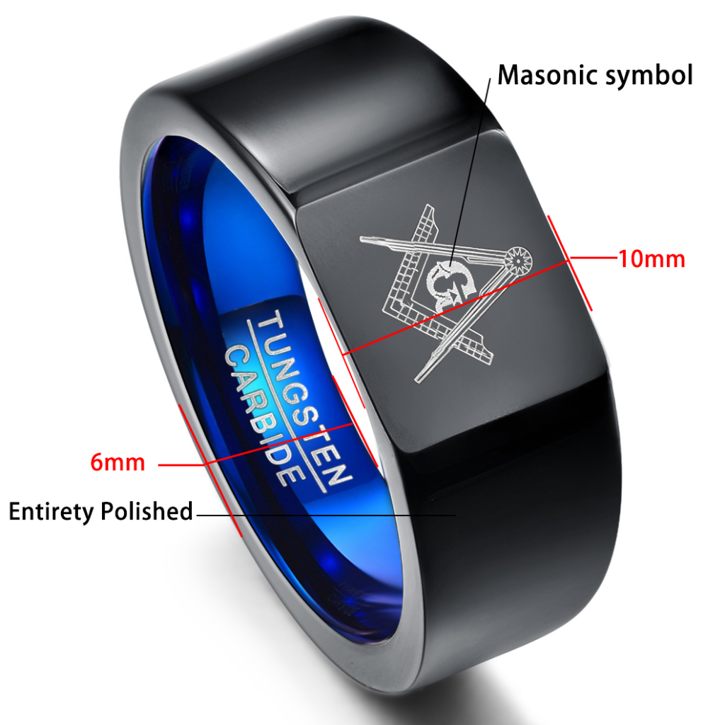 【Support Engraving】BONLAVIE Men's Vintage Masonic Ring Tungsten Carbide ...