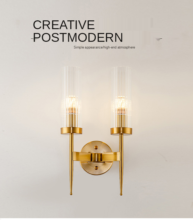 Hot Minimalist Wall Lamp Gold Glass Wall lights Bedroom Living Room ...