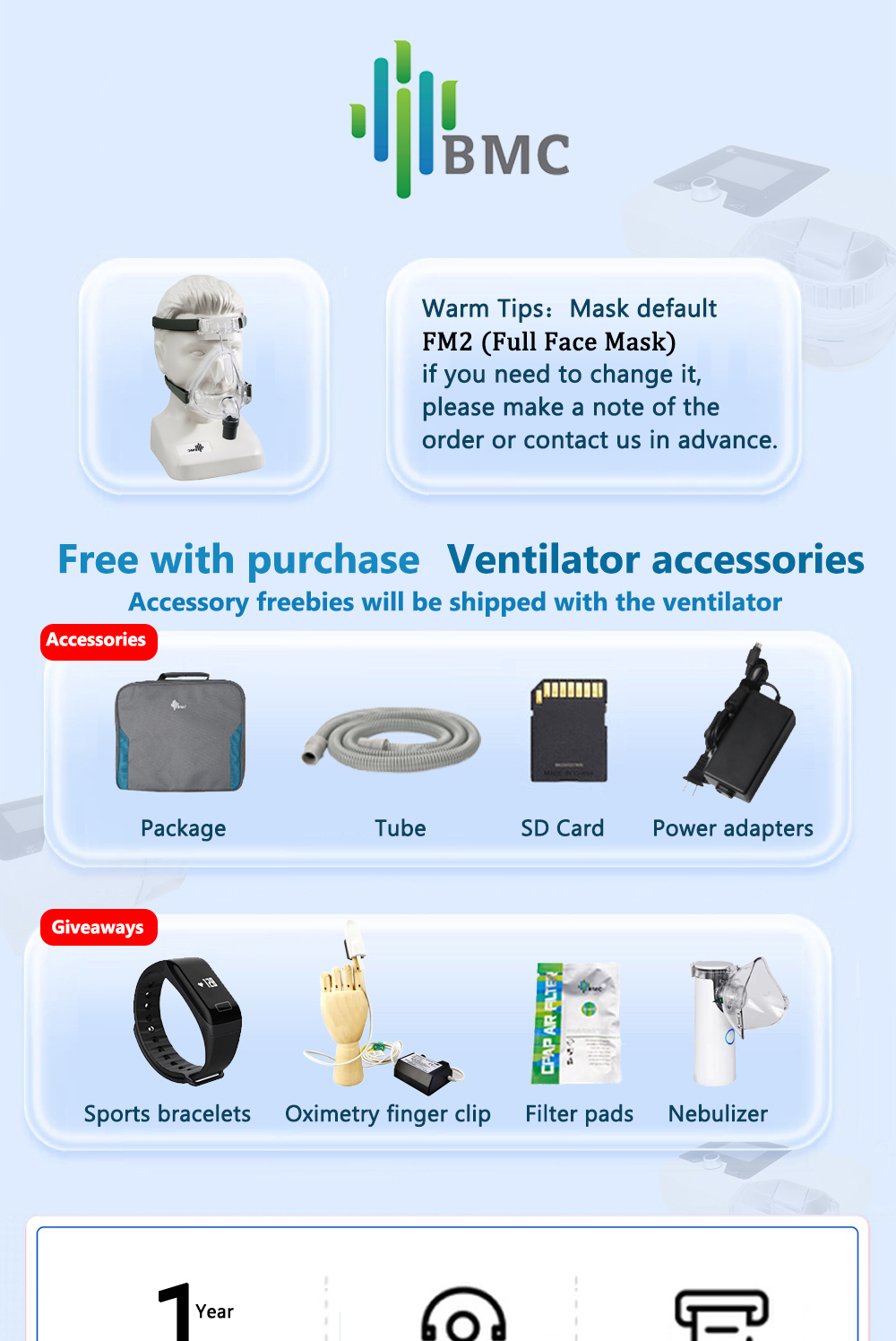 BMC Auto Bipap Bi-Level/CPAP Sleep Apnea Machine G2S B20A Treat Snoring ...