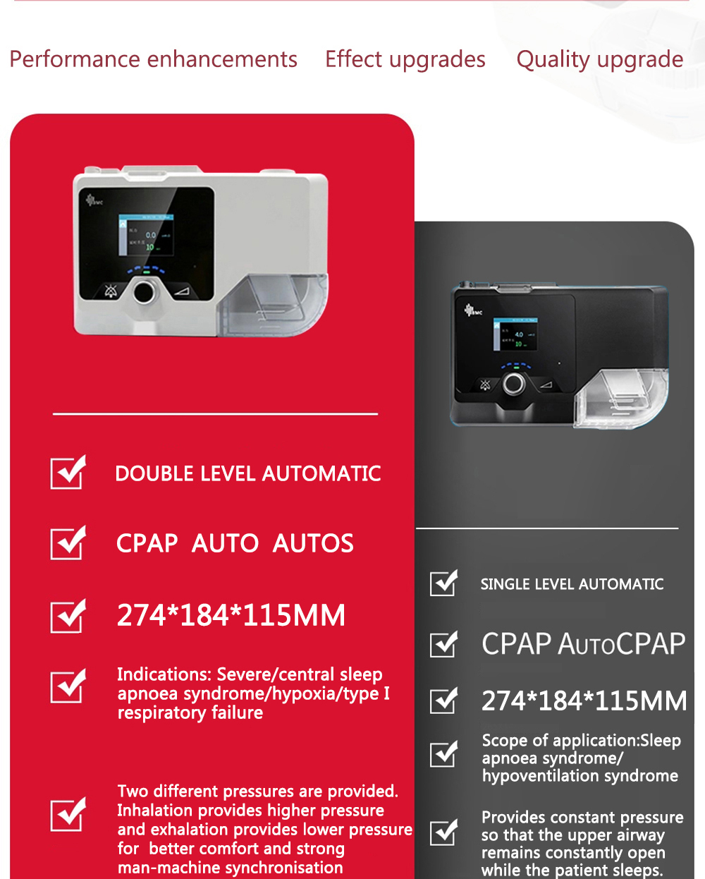 BMC Auto Bipap Bi-Level/CPAP Sleep Apnea Machine G2S B20A Treat Snoring ...