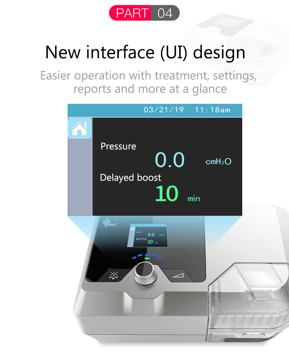 BMC Auto Bipap Bi-Level/CPAP Sleep Apnea Machine G2S B20A Treat Snoring Central Apnea Generate ...