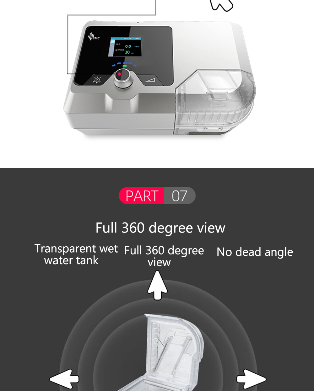 BMC Auto Bipap Bi-Level/CPAP Sleep Apnea Machine G2S B20A Treat Snoring Central Apnea Generate ...