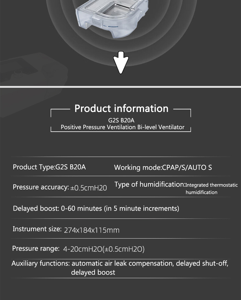 BMC Auto Bipap Bi-Level/CPAP Sleep Apnea Machine G2S B20A Treat Snoring ...