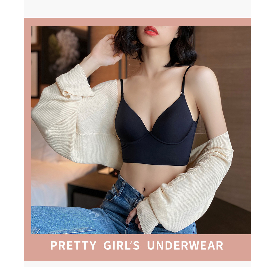 FallSweet Women Low Back Bras Seamless Thin Cup Bralette Deep U Backless Brassiere Invisible ...