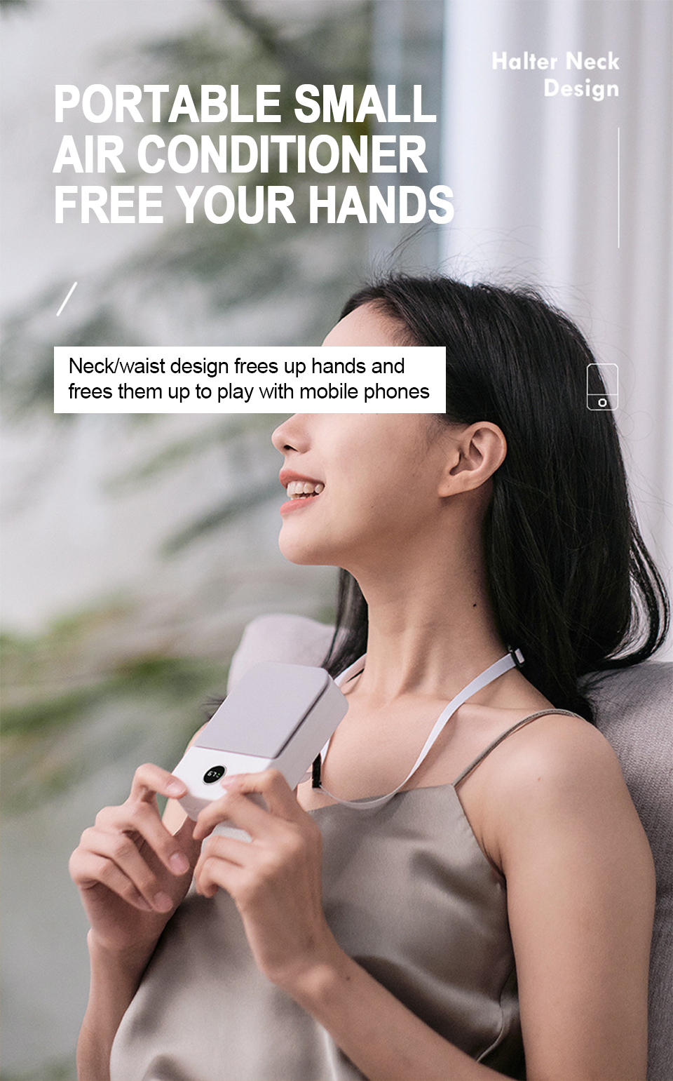 Hanging Neck Fan Summer Mini Air Cooler USB Rechargeable Personal ...