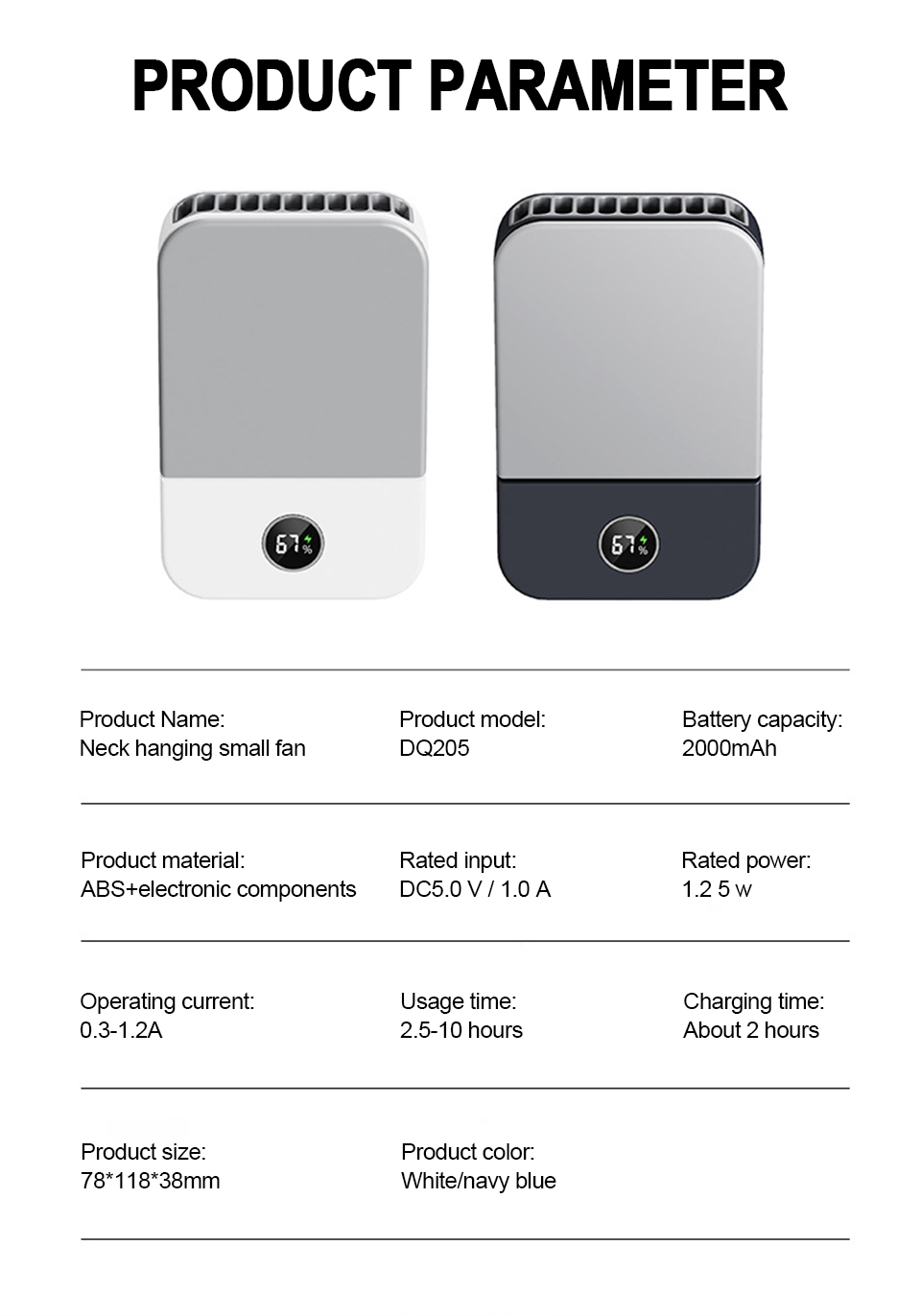 Hanging Neck Fan Summer Mini Air Cooler USB Rechargeable Personal ...